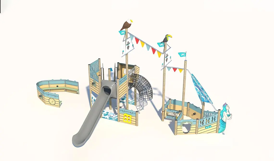 Mini Pirate Ship Playground For Outdoor Parks - Cowboy Playground