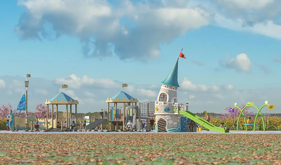 Inclusive Friendly Playground With Castle Theme - Cowboy Playground