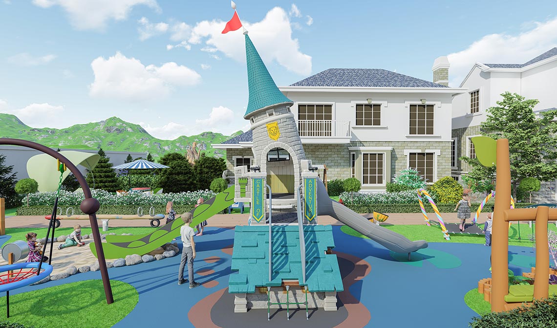 Adventure Castle Outdoor Playground with Expansion Plan - Cowboy Playground