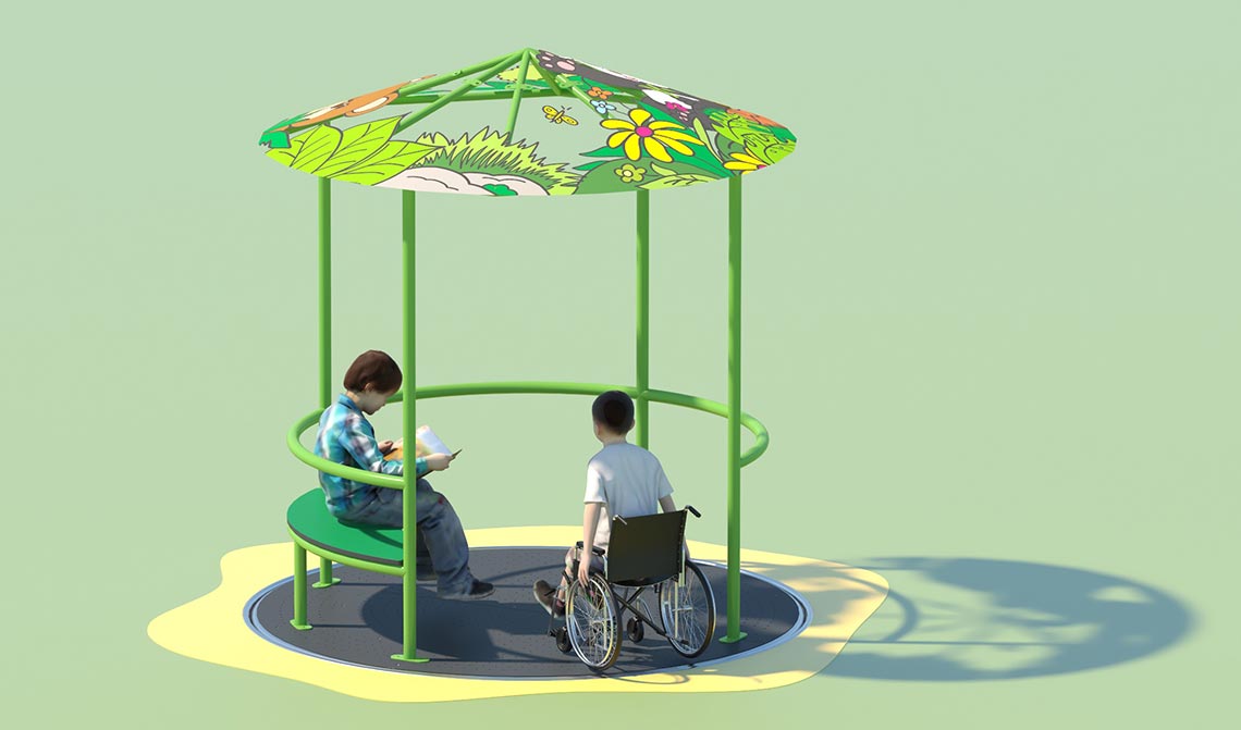 Turntable Inclusive Carousels Playground With Cover - Cowboy Playground